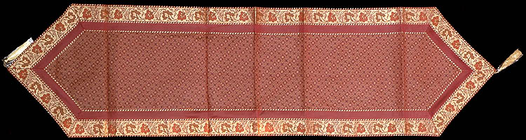 Maroon Table Runner from Banaras with Tanchoi Weave | Exotic India Art