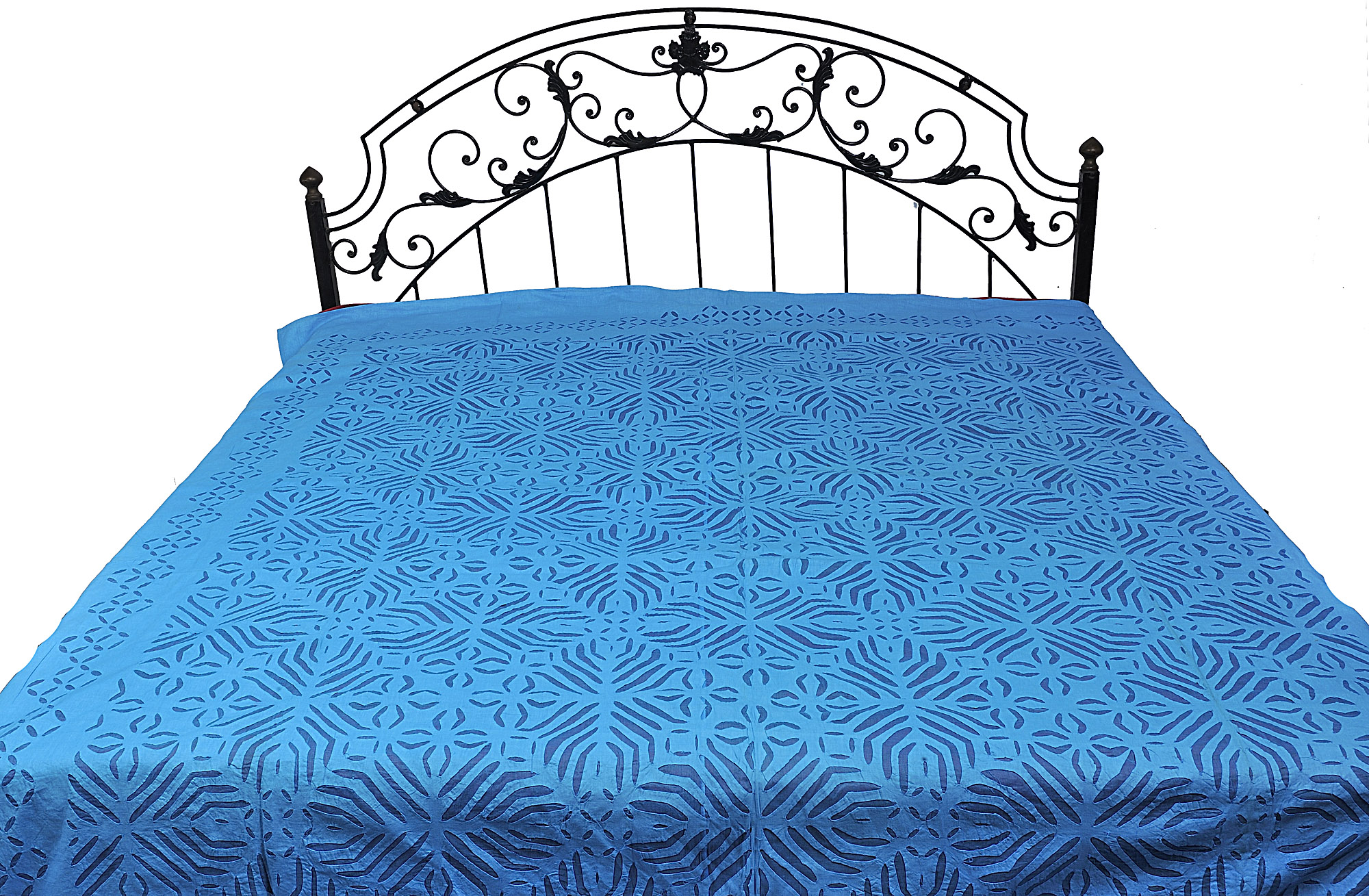 Stonewashed Bedspread with Floral Applique | Exotic India Art