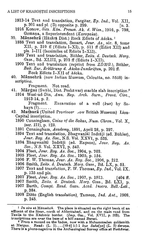 A List of Kharosthi Inscriptions | Exotic India Art