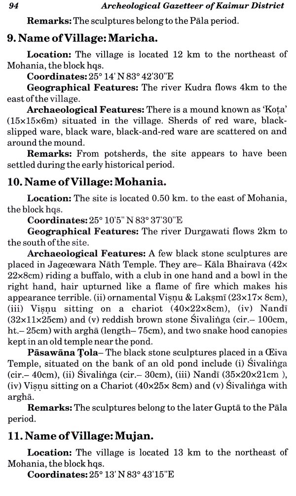 Archaeological Gazetteer of Kaimur District | Exotic India Art