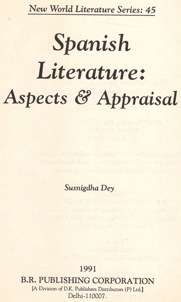 Spanish Literature Aspects & Appraisal (An Old & Rare Book) | Exotic ...