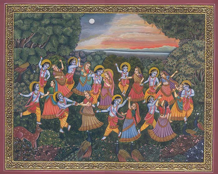 Krishna's Rasa with Gopis on Kartika-Purnima | Exotic India Art