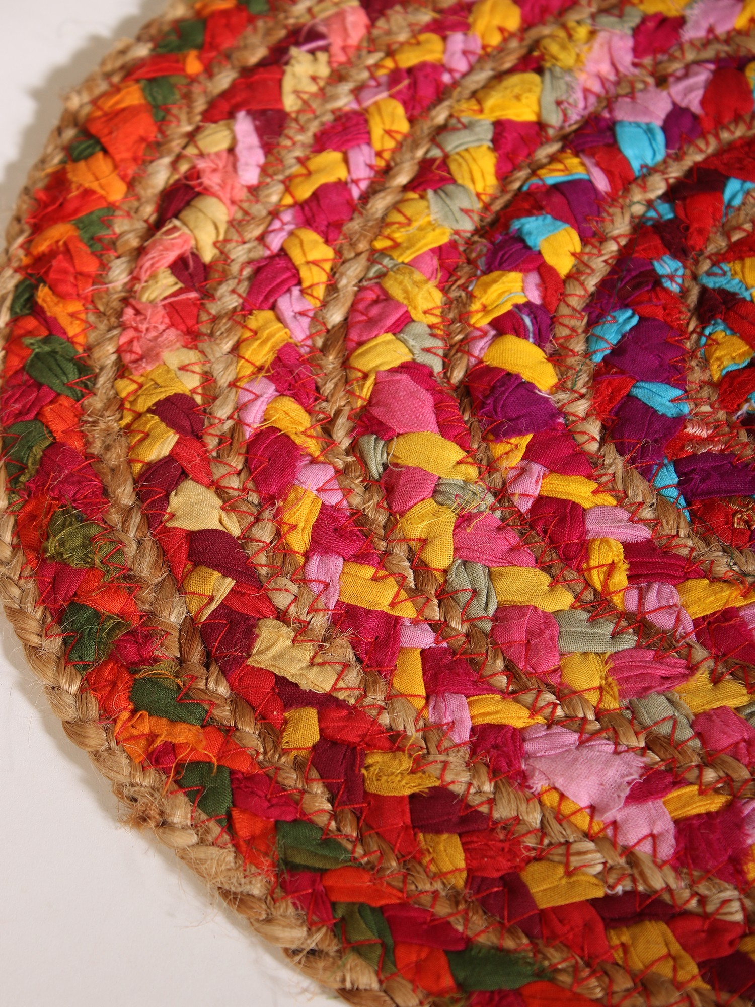 Jute and Cotton Hand Braided Round Table Mat | Exotic India Art