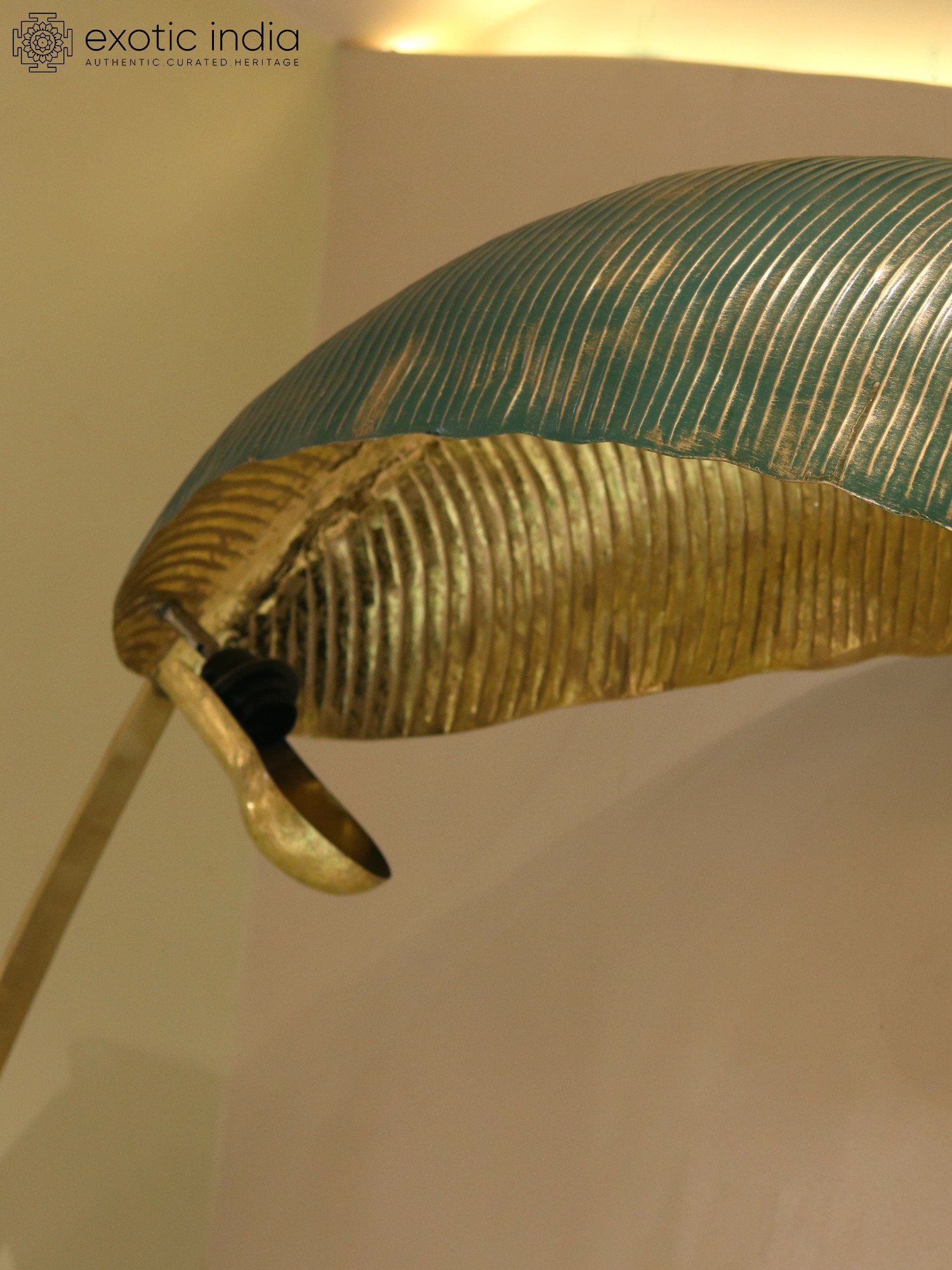 45" Brass Attractive Banana Leaf Lamp For Wall | Exotic India Art