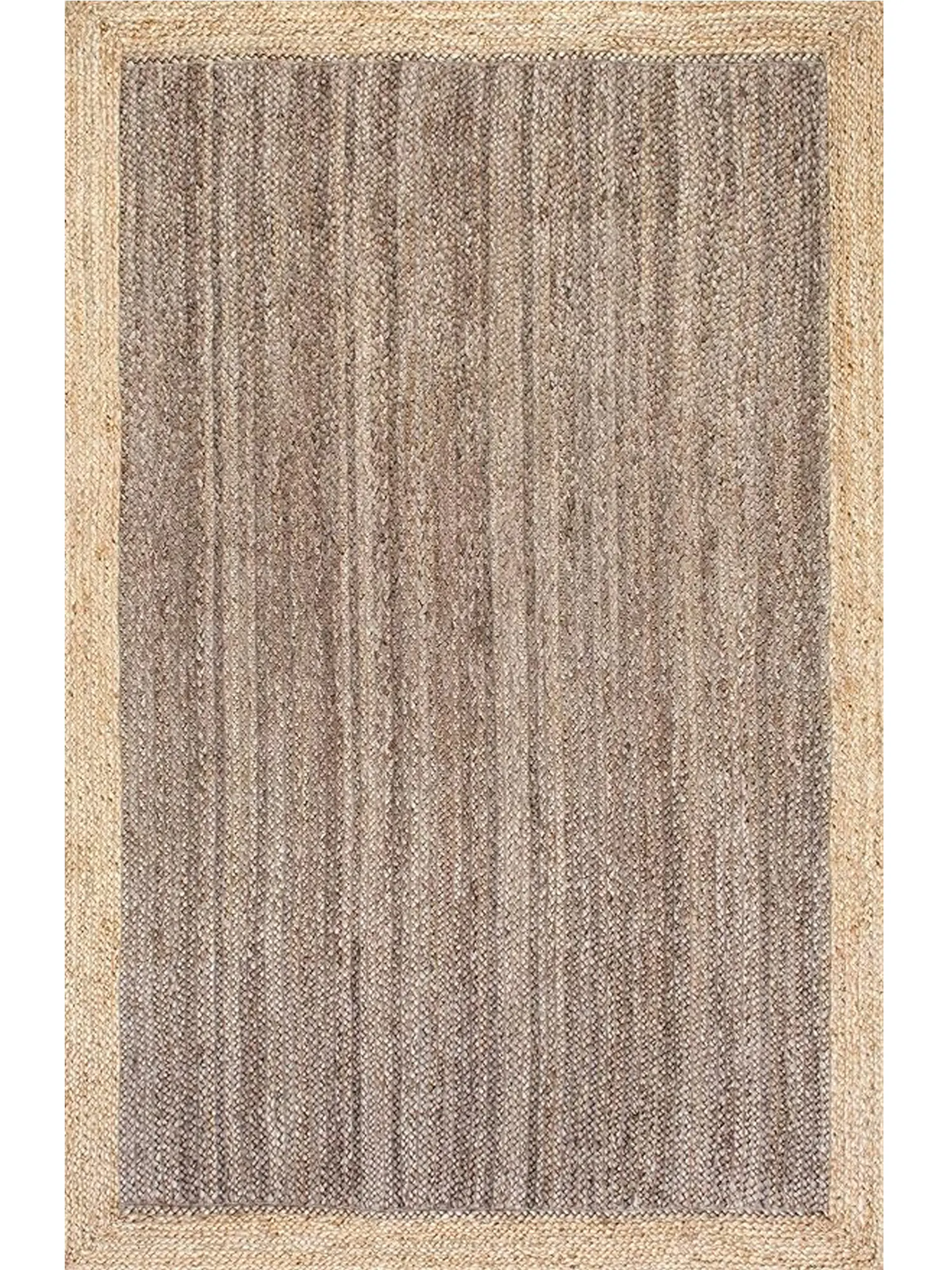 Natural Leonora Handwoven Rectangle Jute Rug with Border | Exotic India Art