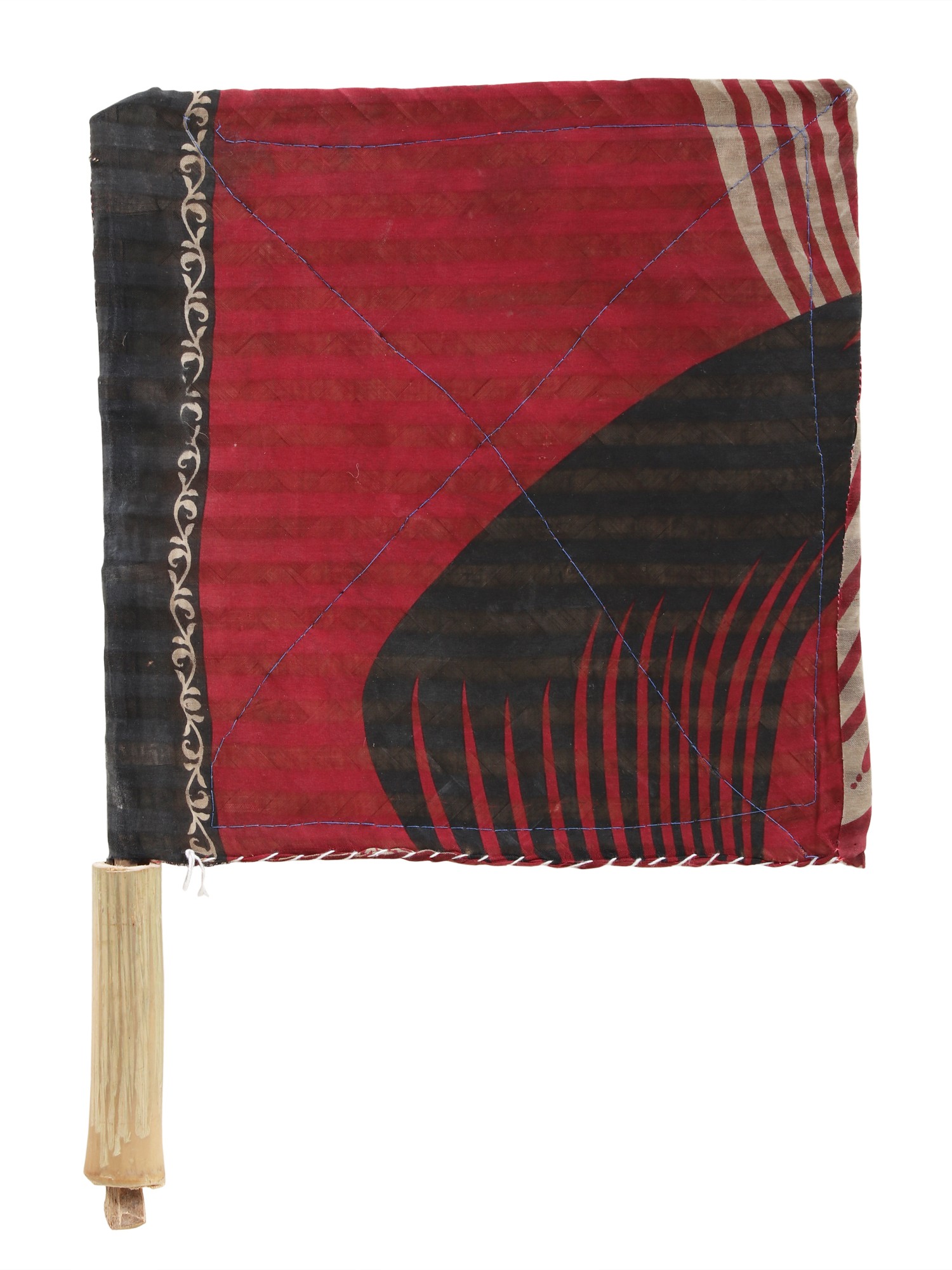 Set Of 3 - Handheld Fabric Covered Rotating Bamboo Fan / Hand-Crafted ...