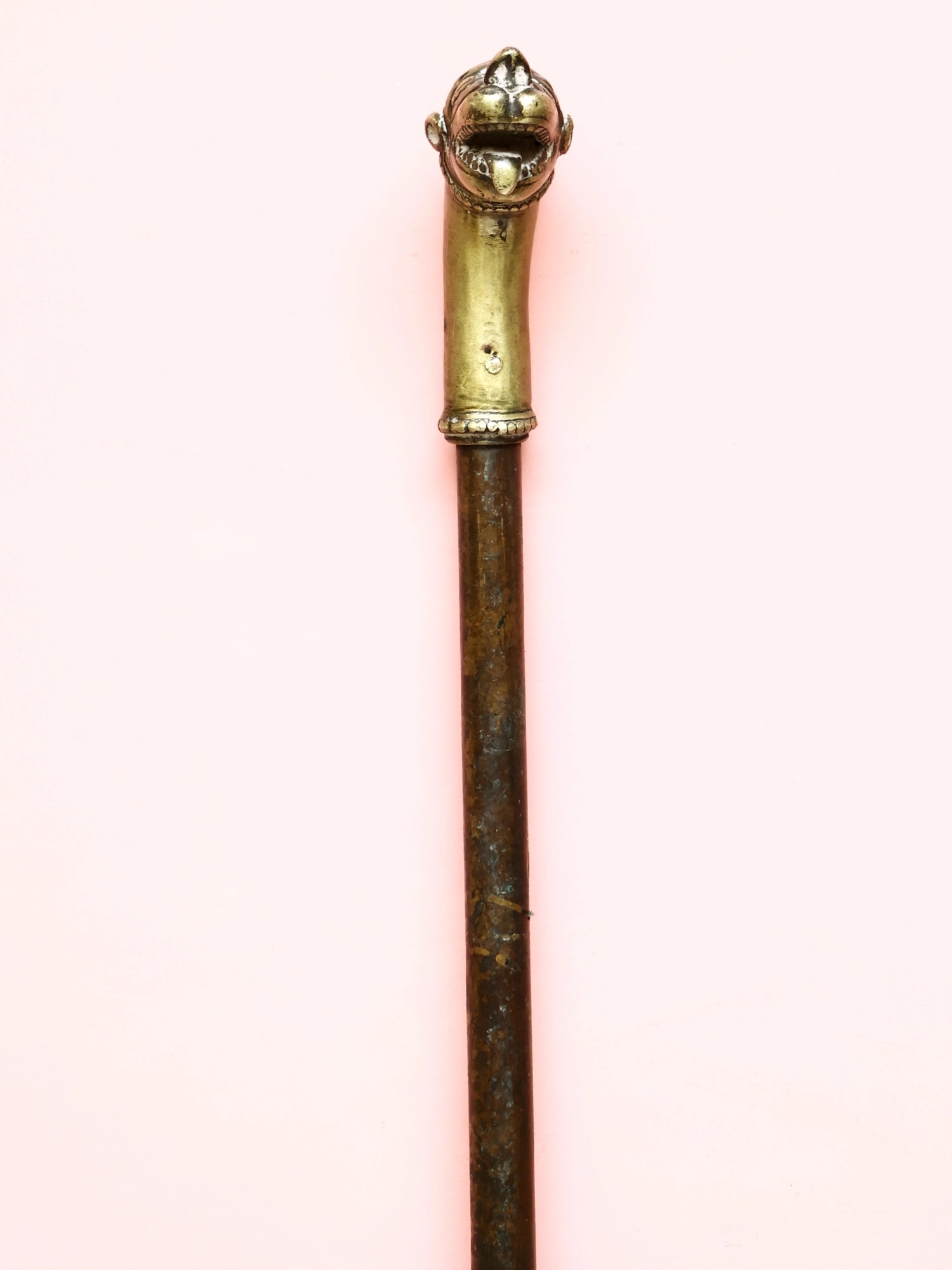 Brass with Copper Cane with Lion Handle | Exotic India Art