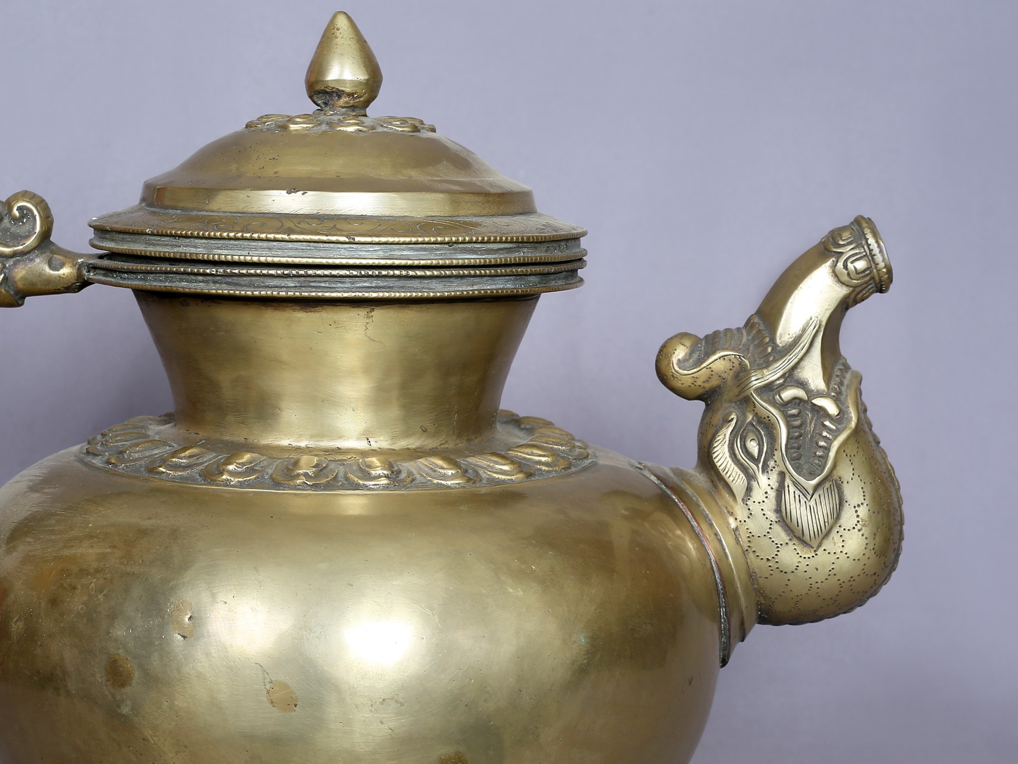 11'' Designer Tea Pot From Nepal | Copper Vessel | Exotic India Art