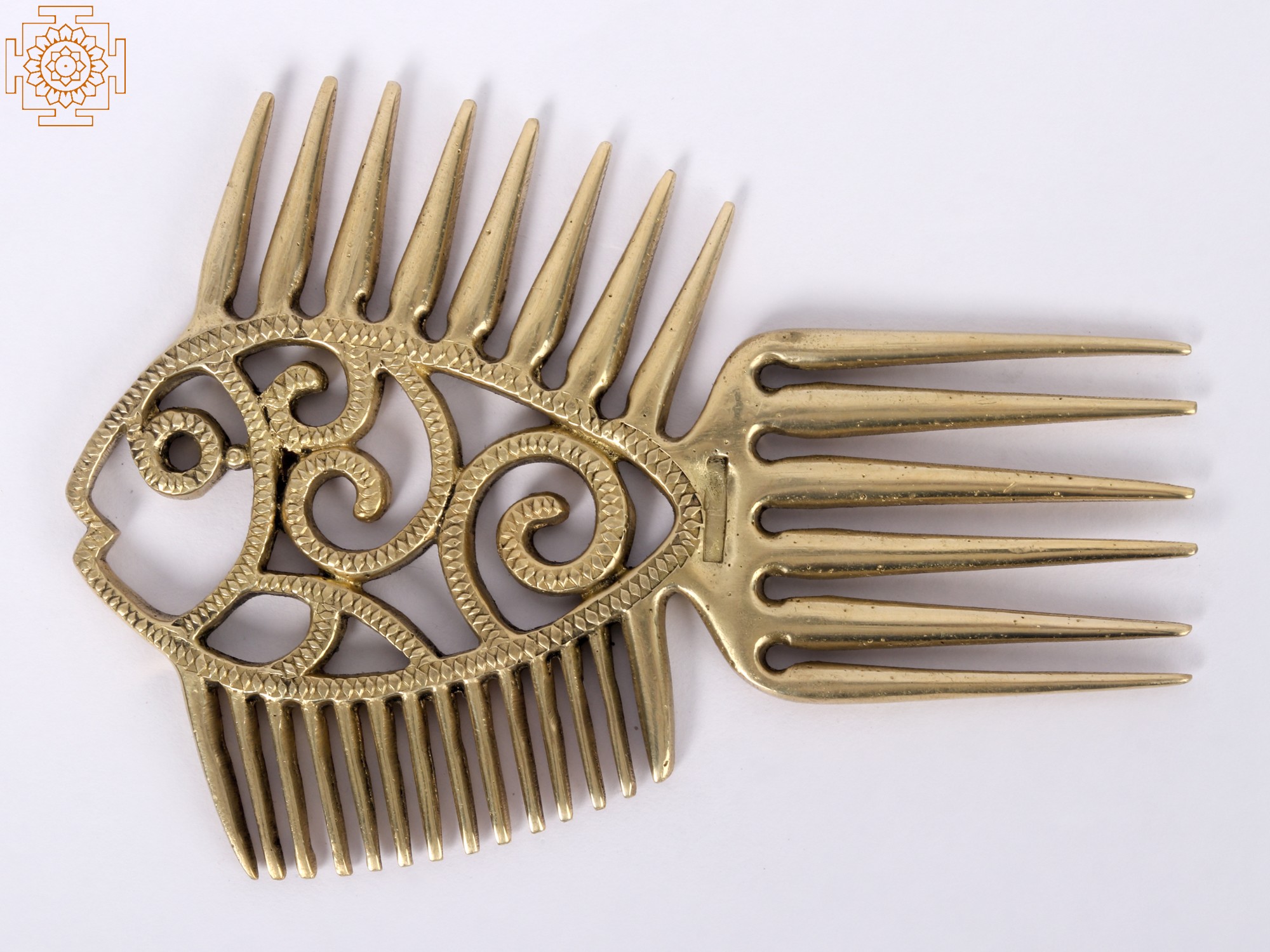 5'' Designer Cutwork Fish Comb | Brass | Exotic India Art