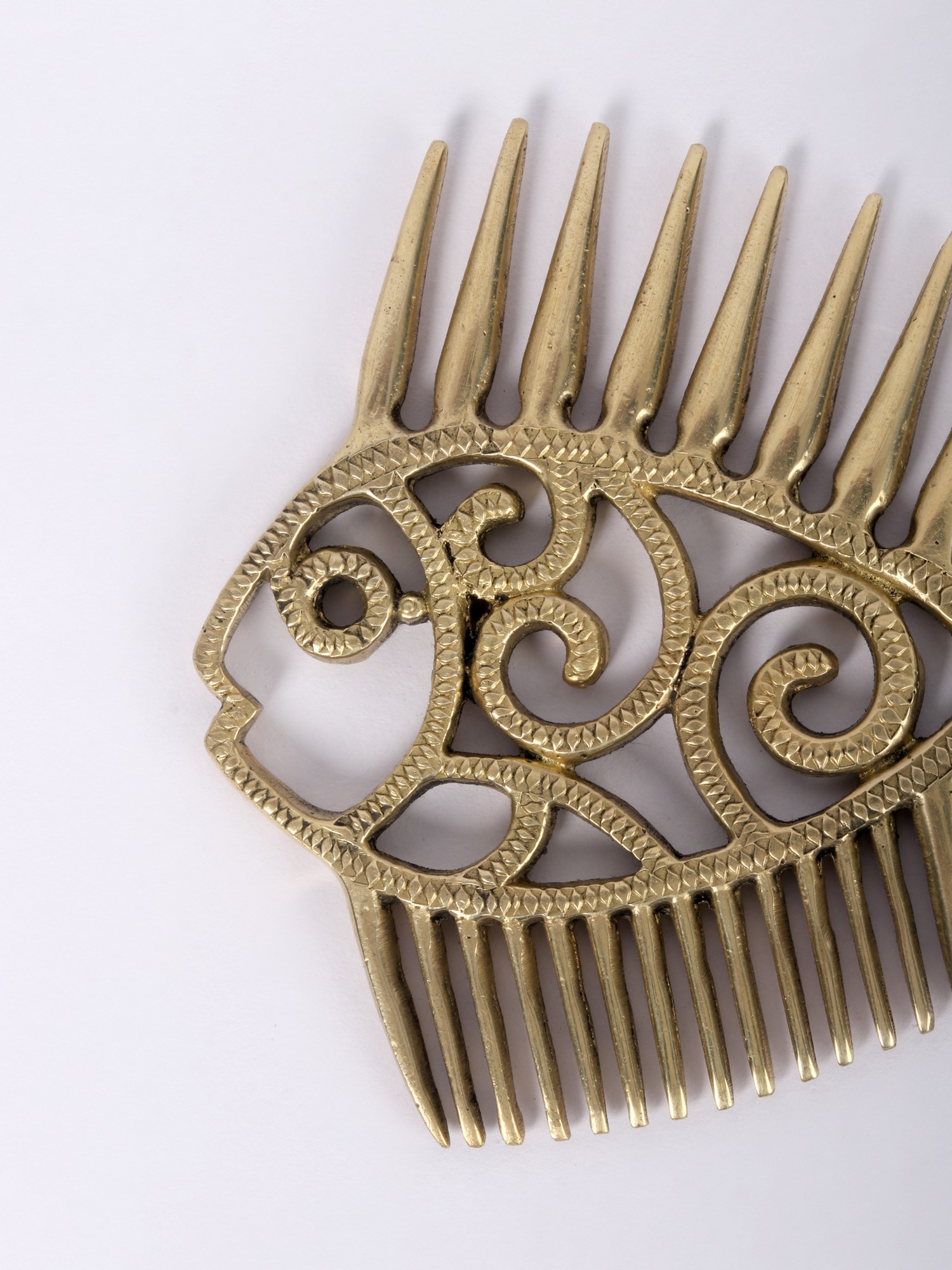5'' Designer Cutwork Fish Comb | Brass | Exotic India Art