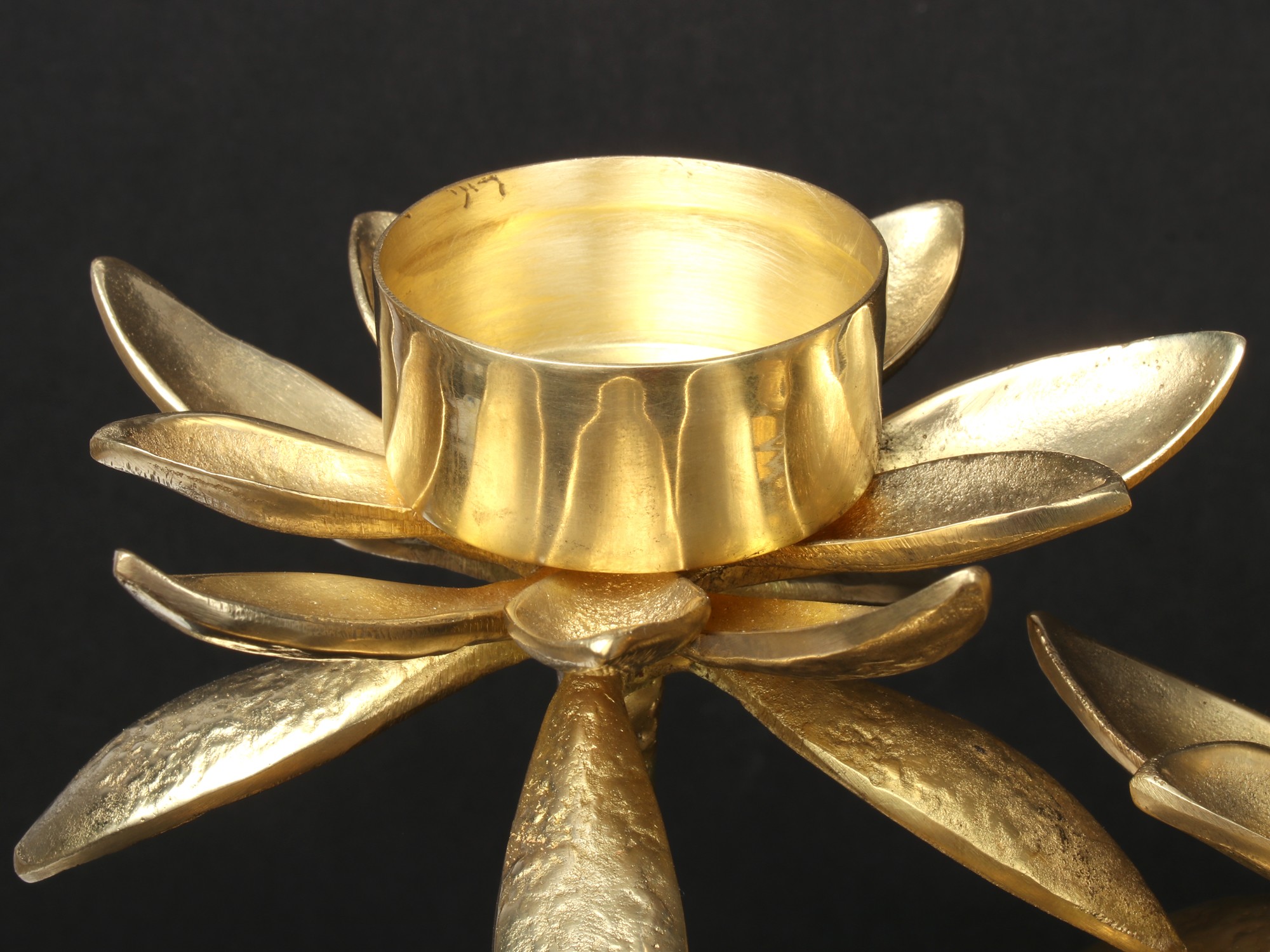 17" Brass Lotus Design Three Cups Candle Holder with Stand | Exotic ...