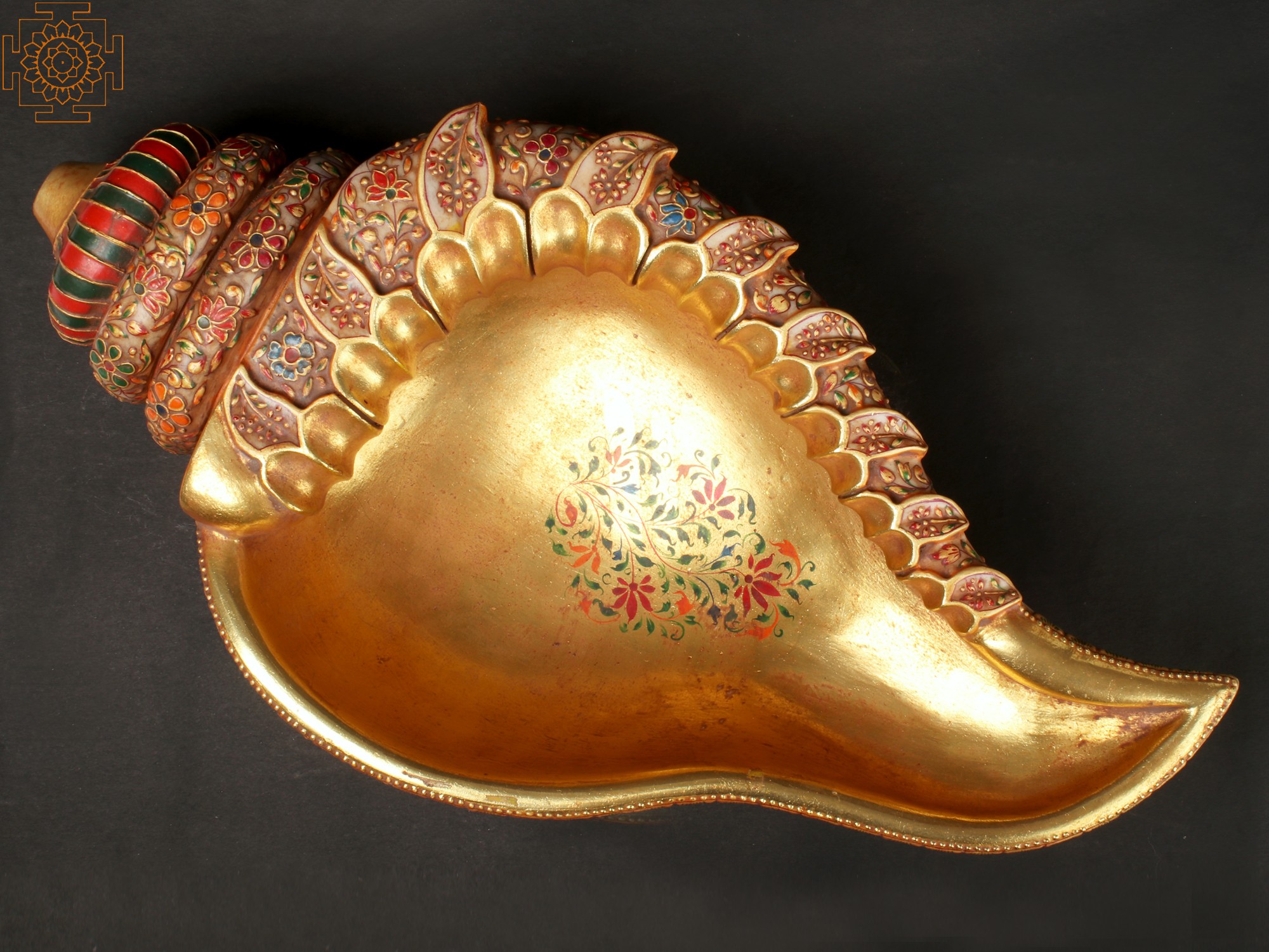 22'' Textured Carvings on Painted Conch Shell Urli | Home Decor | Made ...