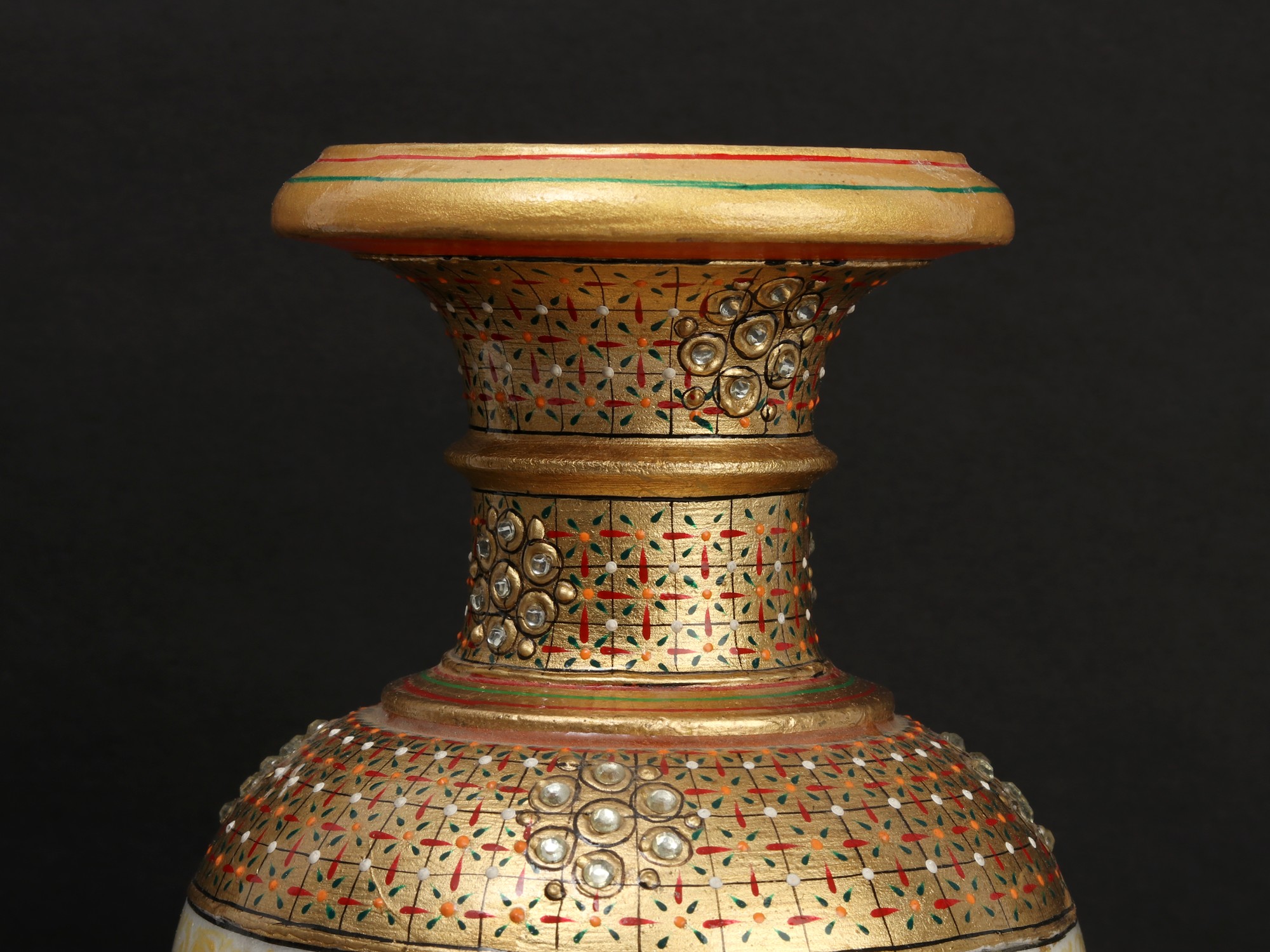 9" Designer Marble Flower Vase with Stone Work | Exotic India Art