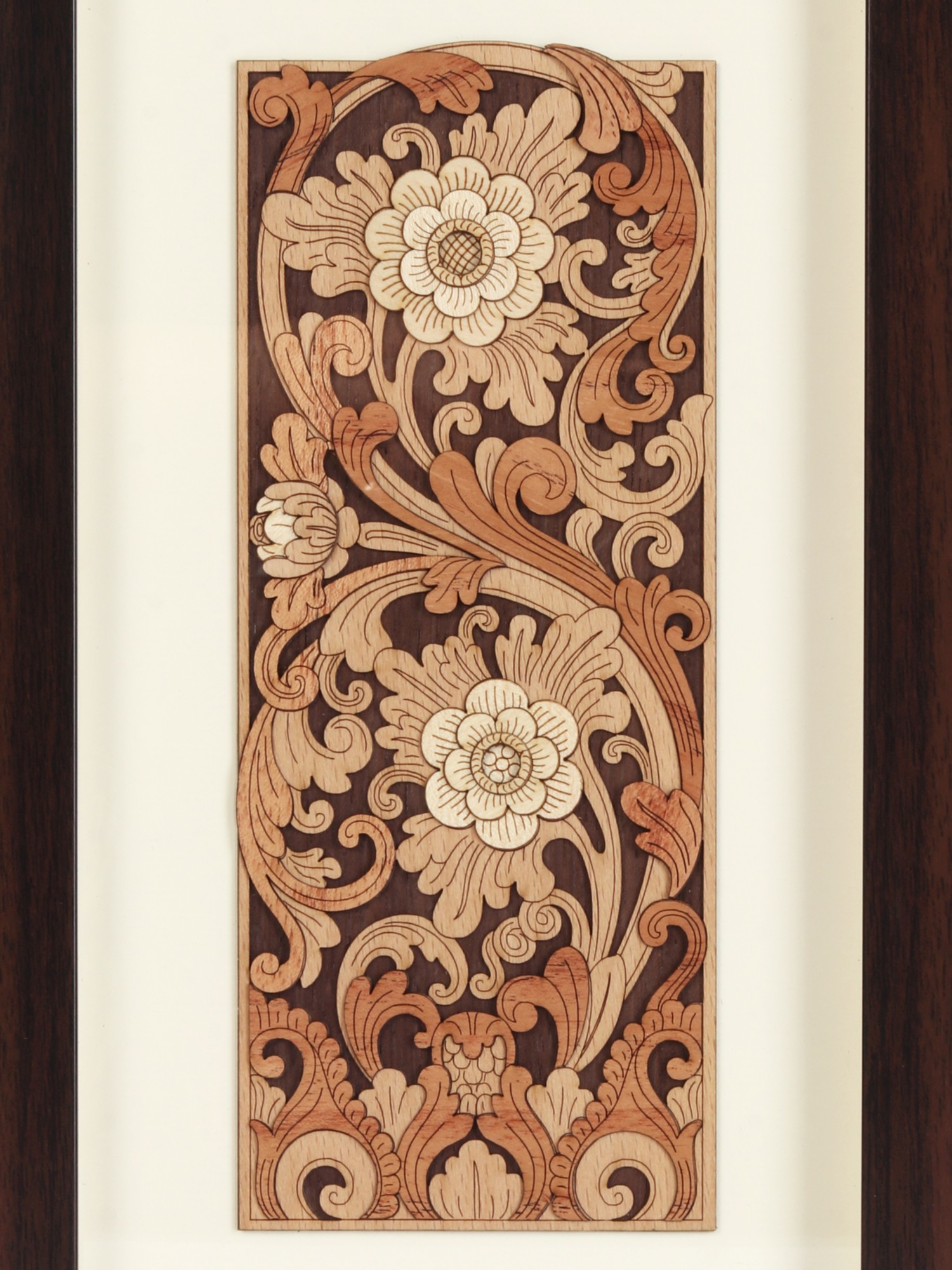 Flower Climber Design Wood Art with Frame | Wall Hanging | Exotic India Art