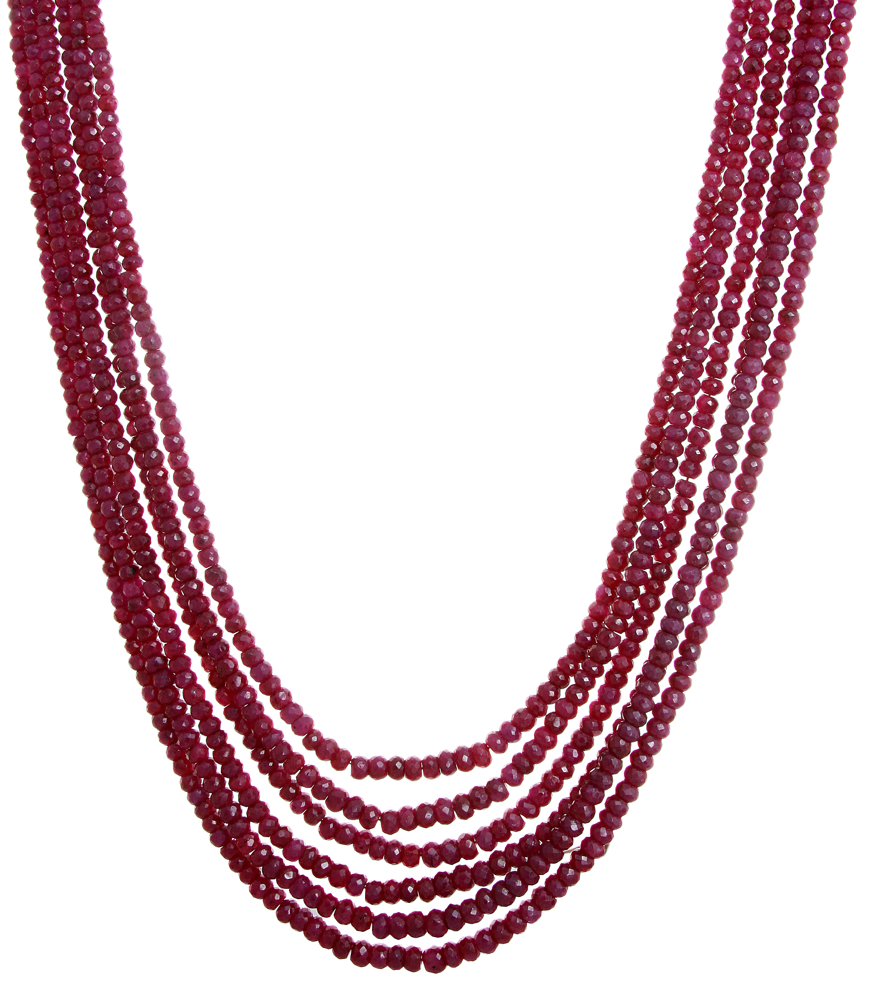 Six Strand Faceted Ruby Necklace | Exotic India Art