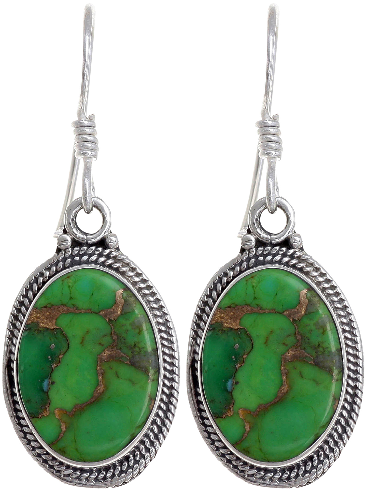 Green Mohave Turquoise Earrings | Exotic India Art