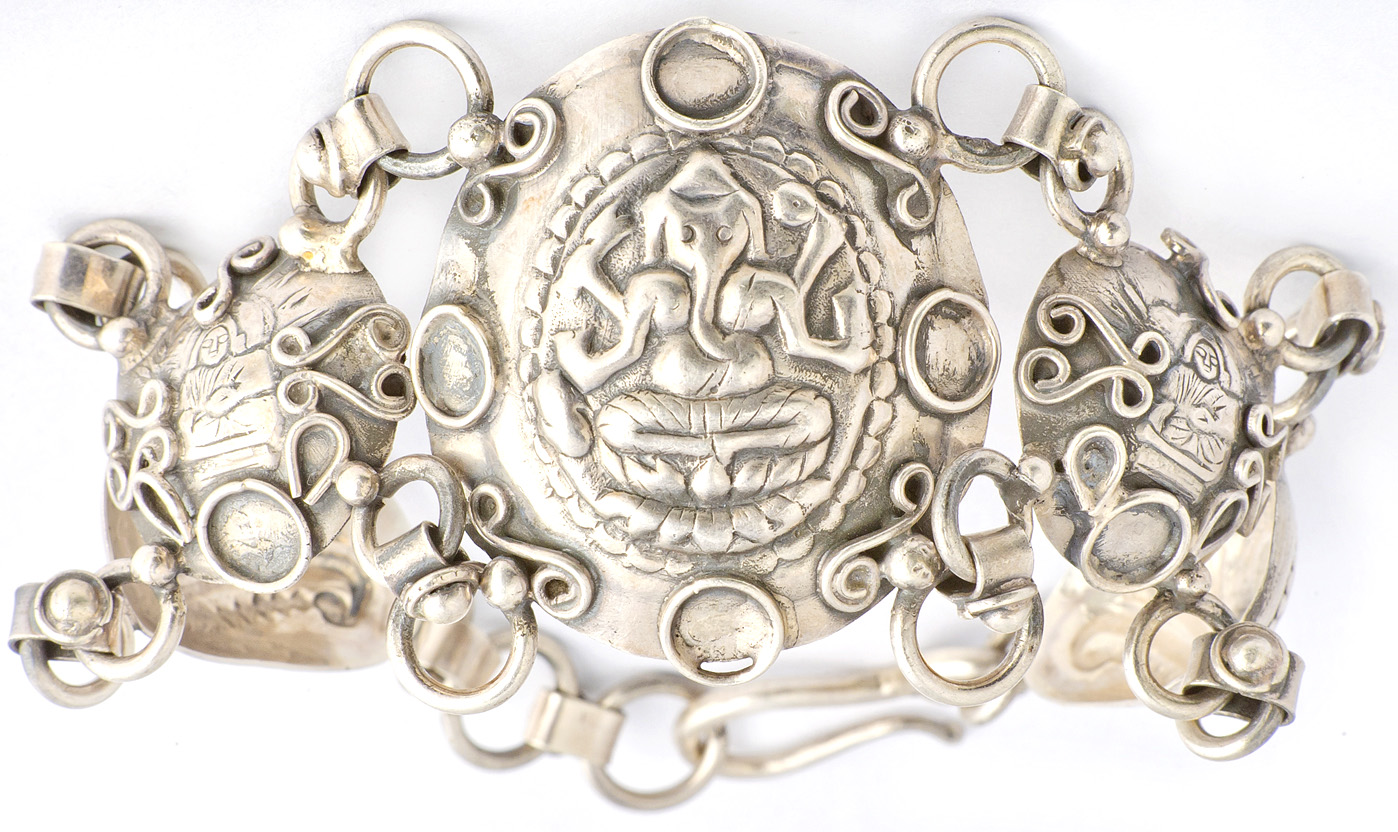 Sterling Lord Ganesha Bracelet | Exotic India Art