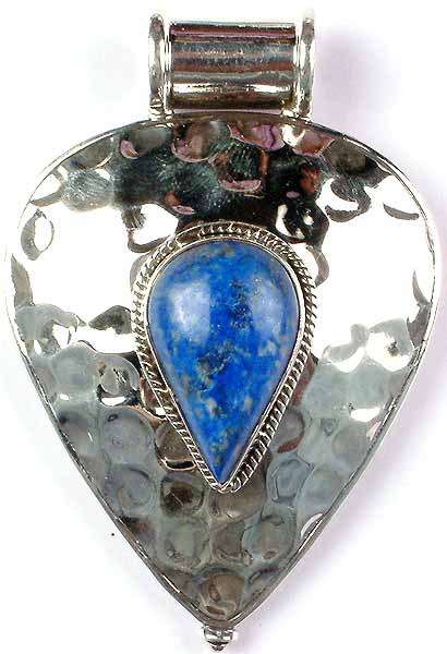 Lapis Lazuli Symmetrical Inverted Teardrop with Dimples | Exotic India Art