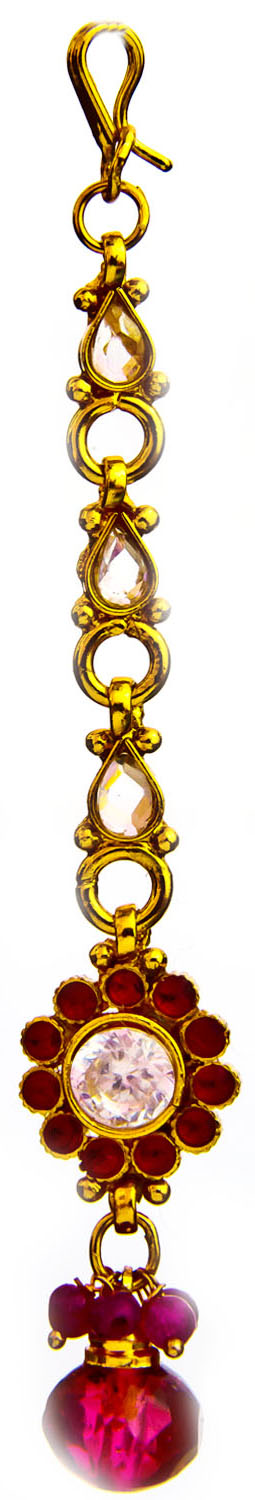 Red Mang Tika with Cut Glass | Exotic India Art