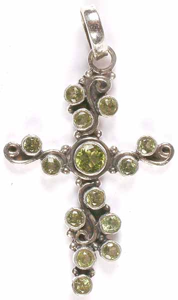 Designer Peridot Cross | Exotic India Art
