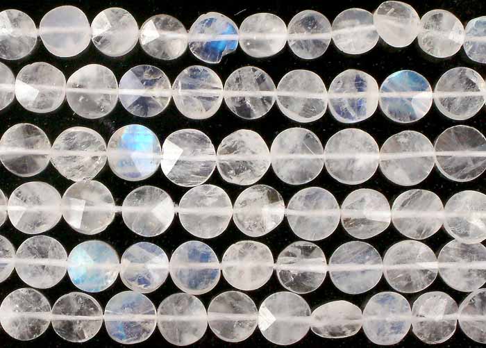 Faceted Rainbow Moonstone Round Dish | Exotic India Art