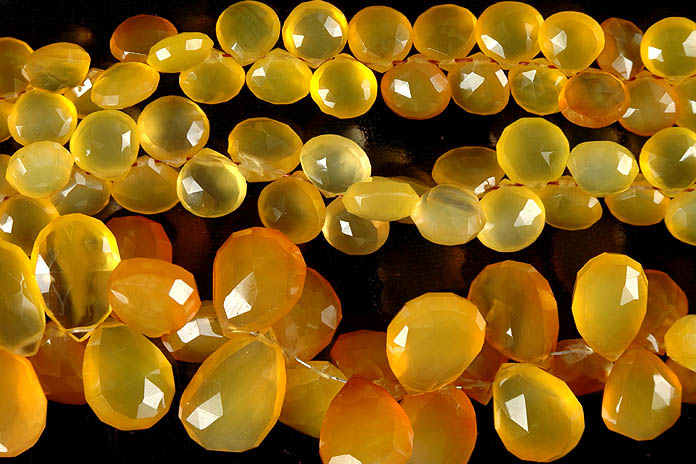 Faceted Yellow Chalcedony Briolette | Exotic India Art