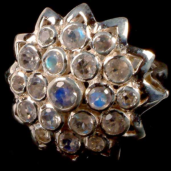Fine Cut Rainbow Moonstone Flower | Exotic India Art