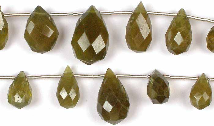 Grossular Garnet Faceted Drops | Exotic India Art