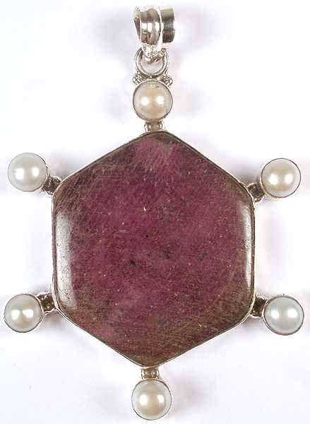 Ruby & Pearl Pendant | Exotic India Art