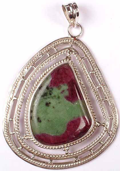 Ruby Zoisite Pendant with Lattice | Exotic India Art
