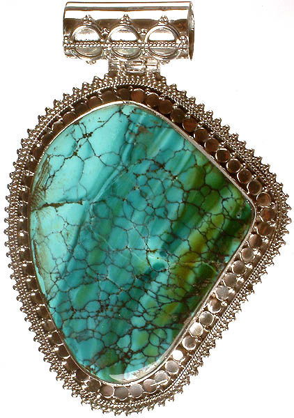 Spider's Web Turquoise Pendant | Exotic India Art