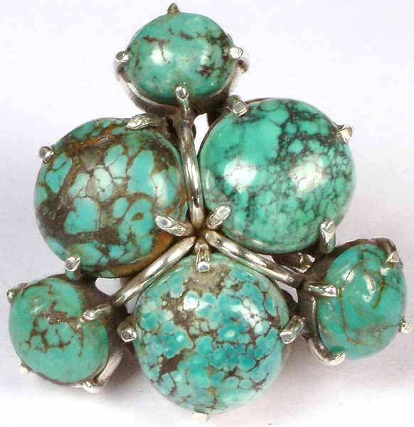 Spider's Web Turquoise Ring | Exotic India Art