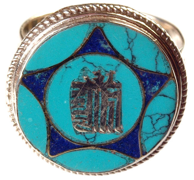 The Ten Powerful Syllables of The Kalachakra Mantra Inlay Ring | Exotic ...
