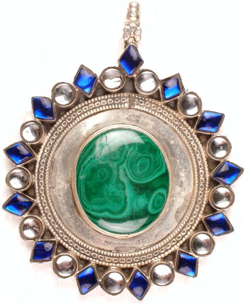 Malachite Circle with Glass Border | Exotic India Art