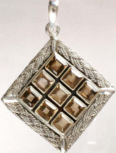 Rhomboid Pendant of Smoky Quartz | Exotic India Art