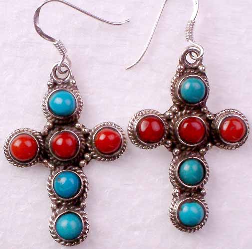 Turquoise Coral Cross | Exotic India Art