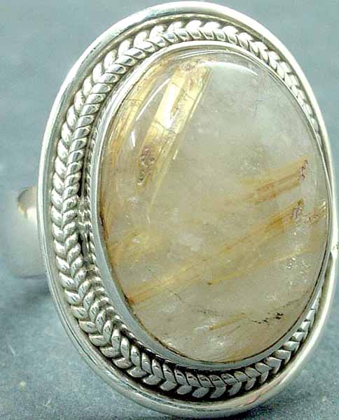 White Rutile Ring | Exotic India Art