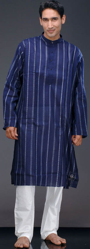 Navy Blue Kurta Pajama Set | Exotic India Art