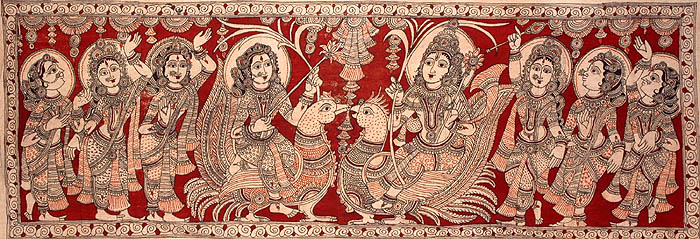 Rati and Kamadeva with Attendants | Exotic India Art