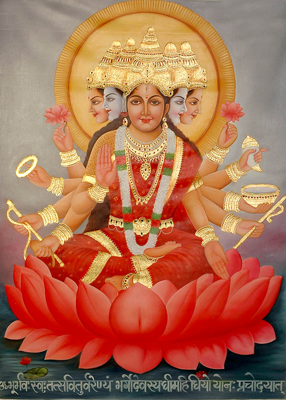 Gayatri Devi with Her Mantra | Exotic India Art