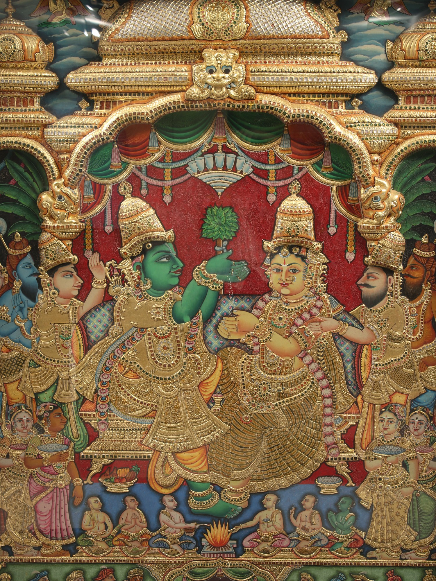 Superfine Goddess Sita Kalyanam | Embossed Tanjore Painting | With ...