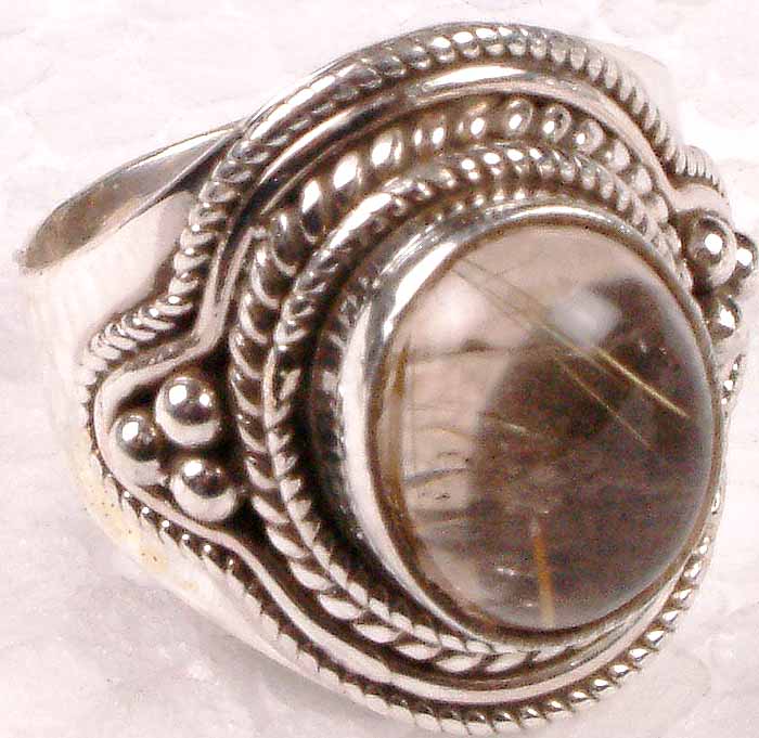 Golden Rutile Ring | Exotic India Art