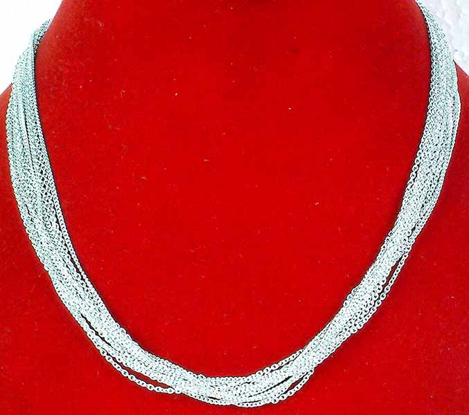 Multi-Strand Sterling Chain Necklace | Exotic India Art