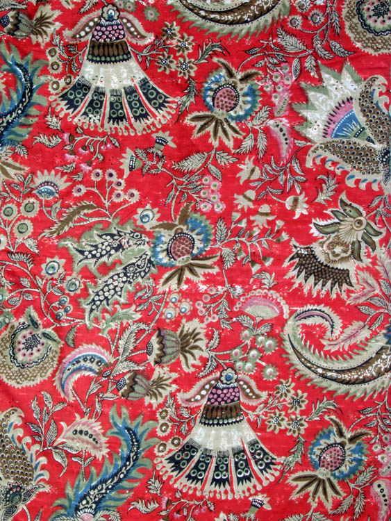 Ruby Fabric with Vegetative Print | Exotic India Art
