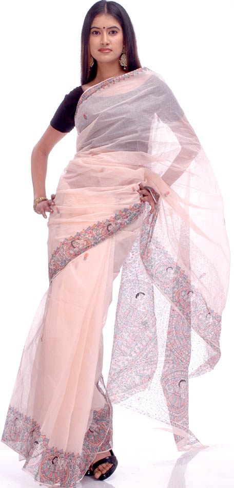 Madhubani Hand Painted Sari | Exotic India Art