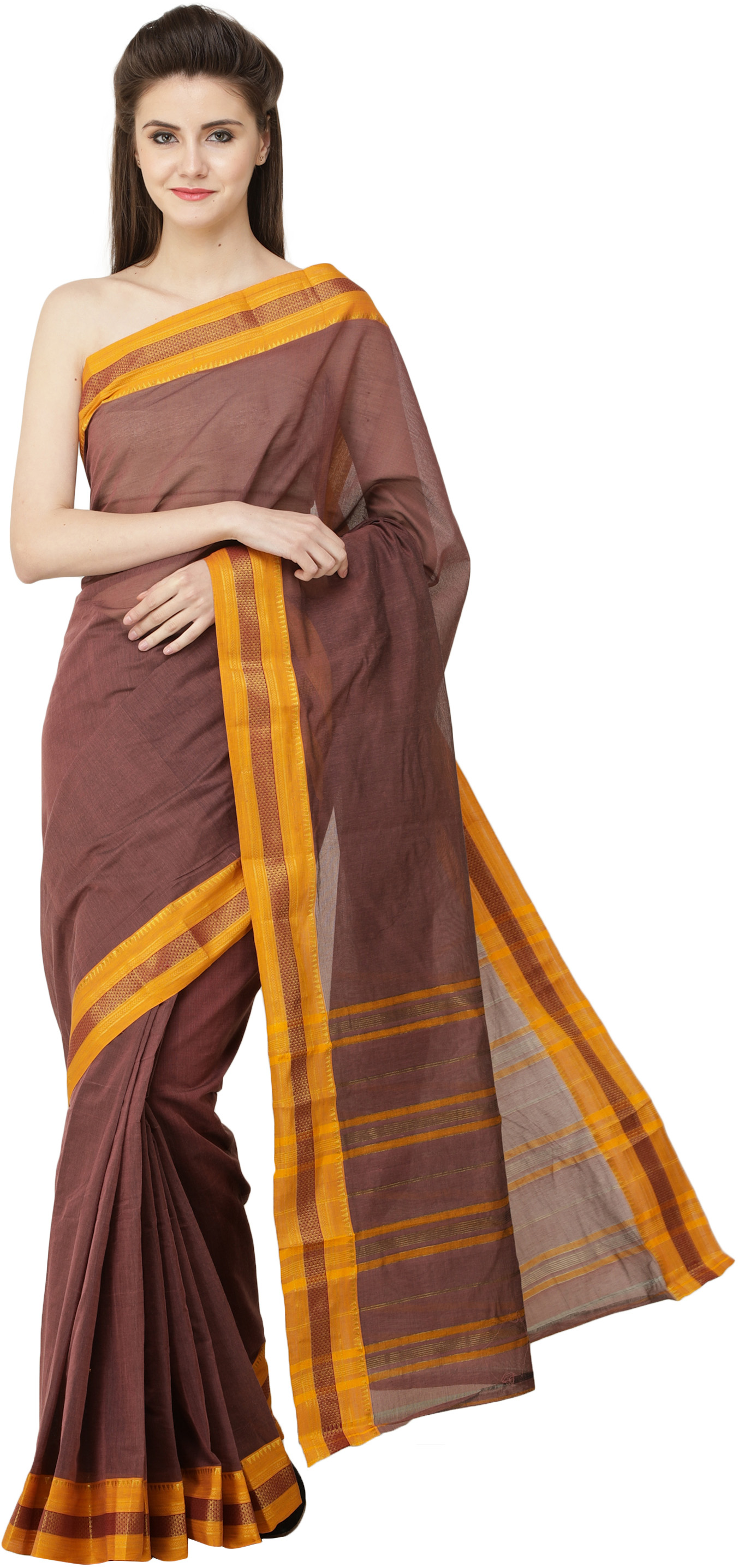 Plain Venkatagiri Sari from Andhra Pradesh with Zari Border | Exotic ...