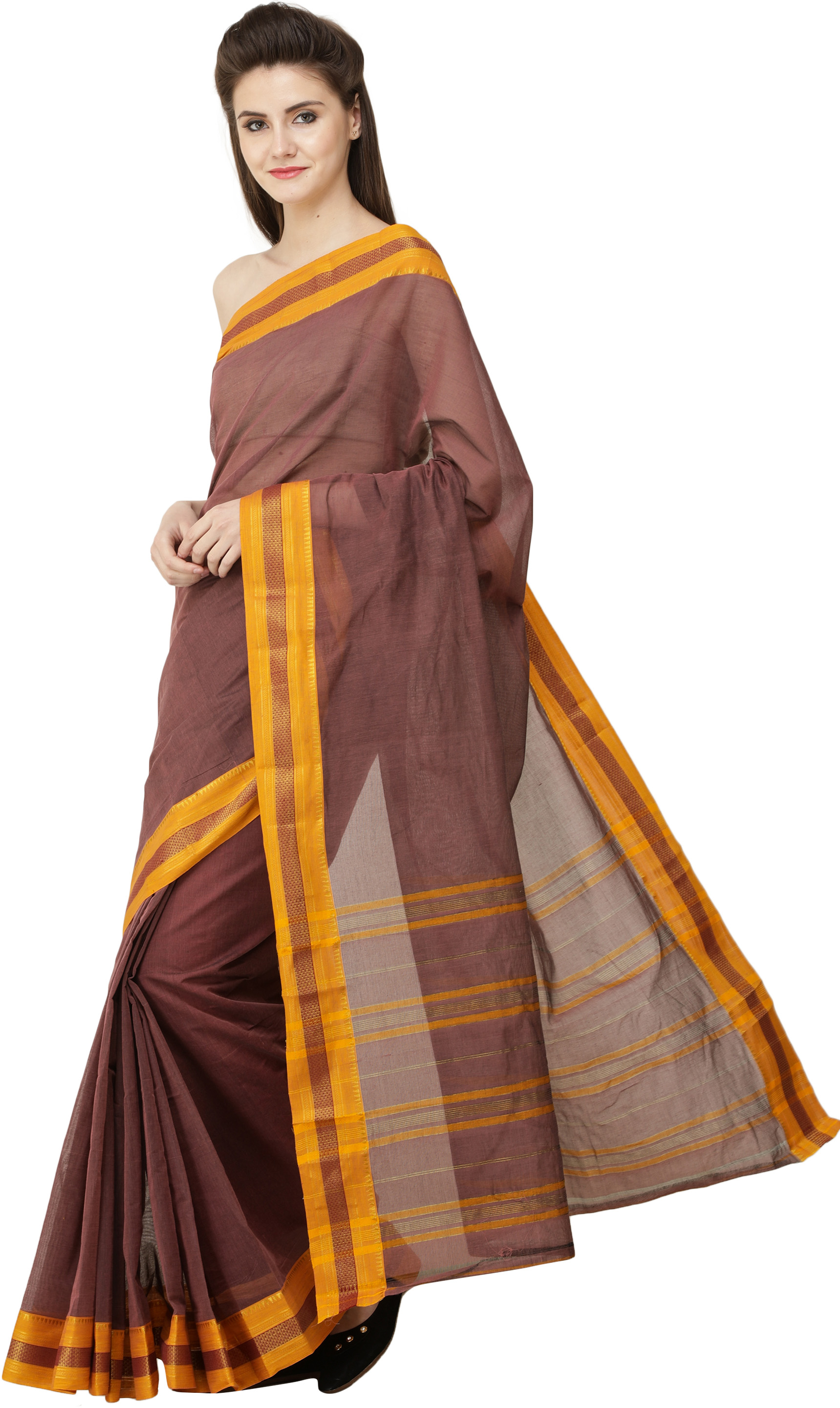Plain Venkatagiri Sari from Andhra Pradesh with Zari Border | Exotic ...