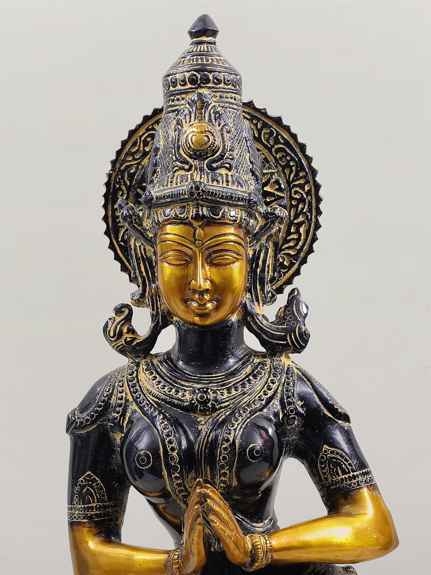 28" Namaste (Welcome) Lady In Brass | Exotic India Art
