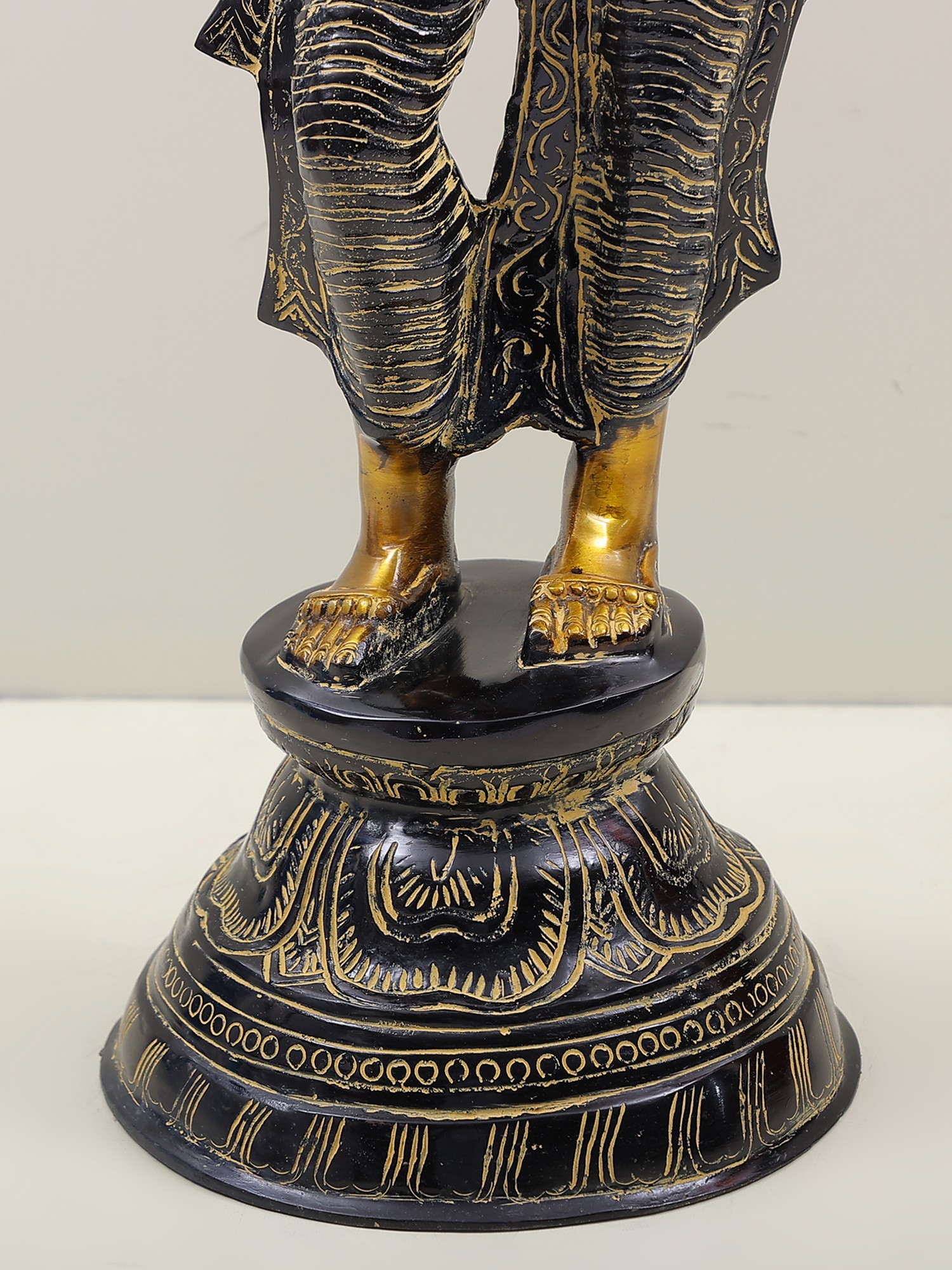 28" Namaste (Welcome) Lady In Brass | Exotic India Art