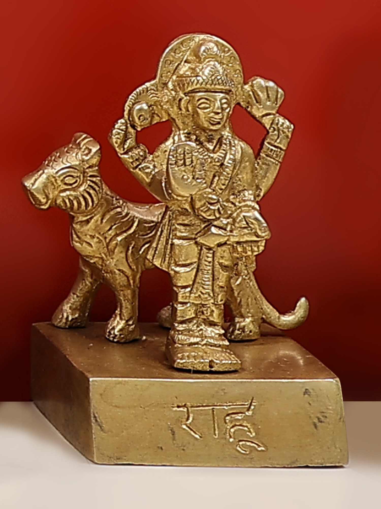 4" Small Brass Navagraha - Nine Planetary Gods (From the left Surya ...